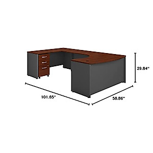 Bush Business Furniture Series C 60W Left Handed Bow Front U Shaped Desk with Mobile File Cabinet in Hansen Cherry