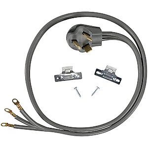 Certified Appliance Accessories 30-Amp Appliance Power Cord, 3 Prong Dryer Cord, 3 Wires with Eyelet Connectors, 5 Feet, Copper Wire