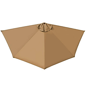 Bamc Patio Umbrella replacement Canopy for 10' 5-rib Half Sunshade Cover Outdoor furniture Beach Pool umbrellas Sun shade, Tan (6736344)