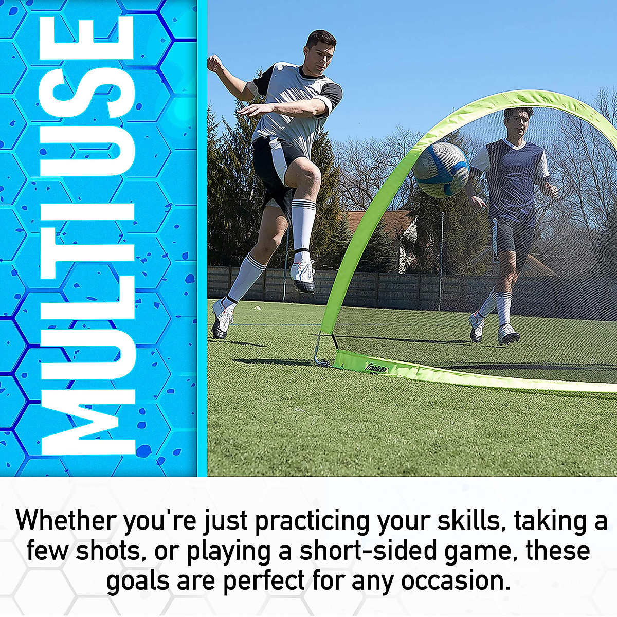 Franklin Sports Pop-Up Dome Shaped Goals-6' x 4' (2 Pack), Yellow, Large (2 Goals)