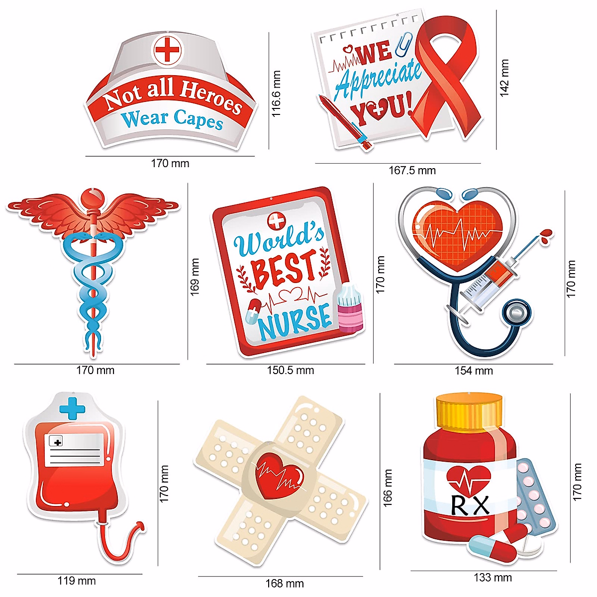 HOWAF Thank You Nurses Decoration Hanging Swirls - 30 Pieces Red and Blue Nurse Appreciation Week Party Decor - Medical Party, RN Party, Nurse Day, Happy Nurses Week Decorations