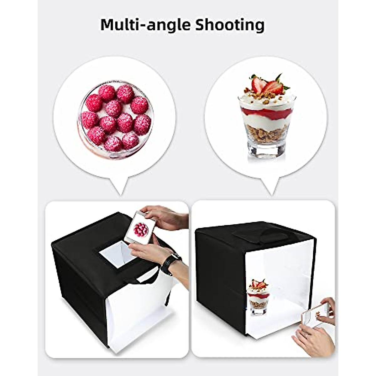 Glendan Mini Photo Studio Light Box, 14" x 10" Photo Shooting Tent kit, Portable Foldable Light Box Photography with 112pcs LED Light, 6 Color PVC Backgrounds, 4 Reflection Boards for Small Items