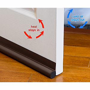 deeTOOL MAN Door Draft Stopper 36" : One Sided Door Insulator with Hook and Loop Self Adhesive Tape Seal Fits to Bottom of Door/Under Door Draft Stopper (Brown)