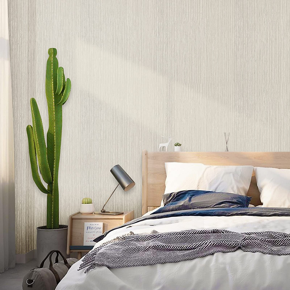 TANONE 17.7" X 276" Faux Grasscloth Imitation Cloth Textured Wallpaper Self-Adhesive Removable Peel and Stick DIY Wallpaper Vinyl Film Solid Color Wallcovering for RV Furniture