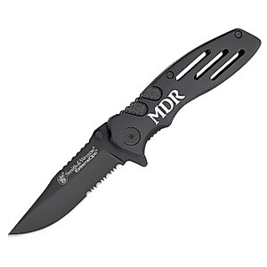Palmetto Wood Shop Smith and Wesson Extreme Ops SWA24S, Valentines Day Gift, Laser Engraved Pocket Knife, Personalized, Outdoor, Camping, Survival