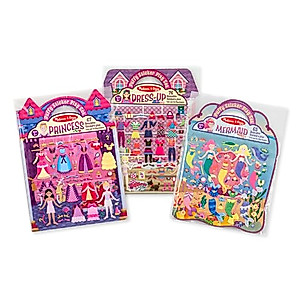 Melissa & Doug Puffy Sticker Activity Books Set: Dress-Up, Princess, Mermaid - 208 Reusable Stickers - FSC Certified