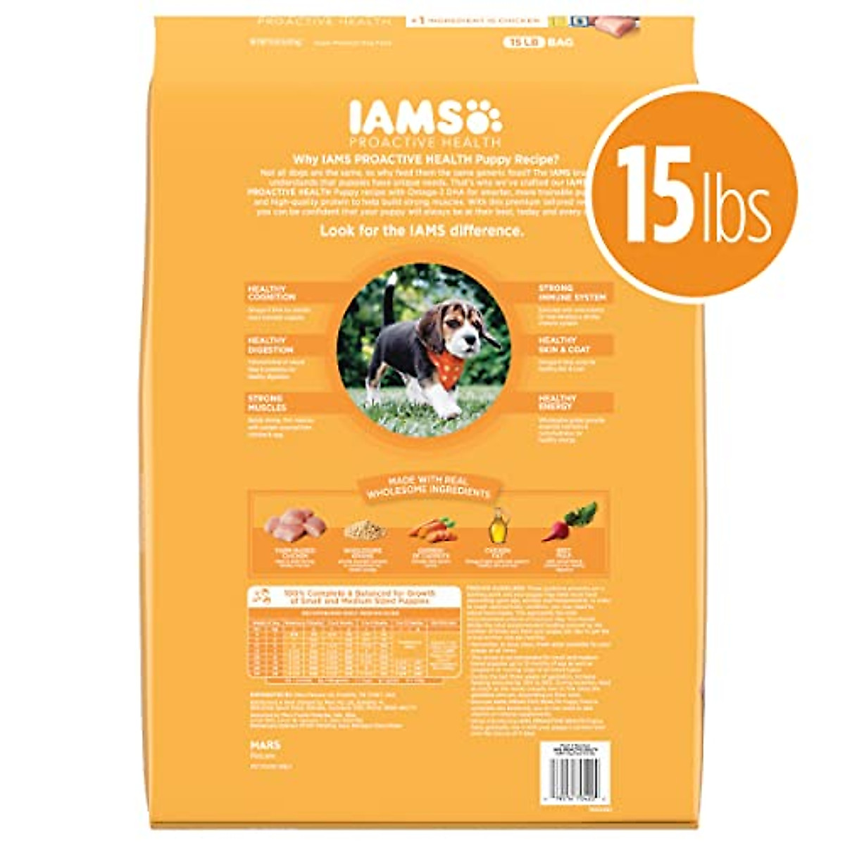 IAMS Smart Puppy Dry Dog Food with Real Chicken, 15 lb. Bag