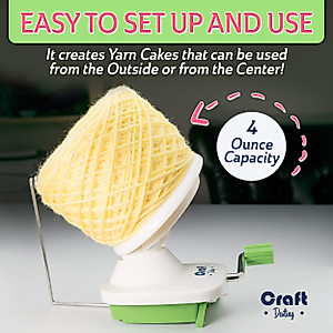 Yarn Winder by Craft Destiny - Easy to Set Up and Use - Hand Operated Yarn Ball Winder 4 Ounce Capacity - Sturdy with Metal Handle and Tabletop Clamp - Knitting kit Included