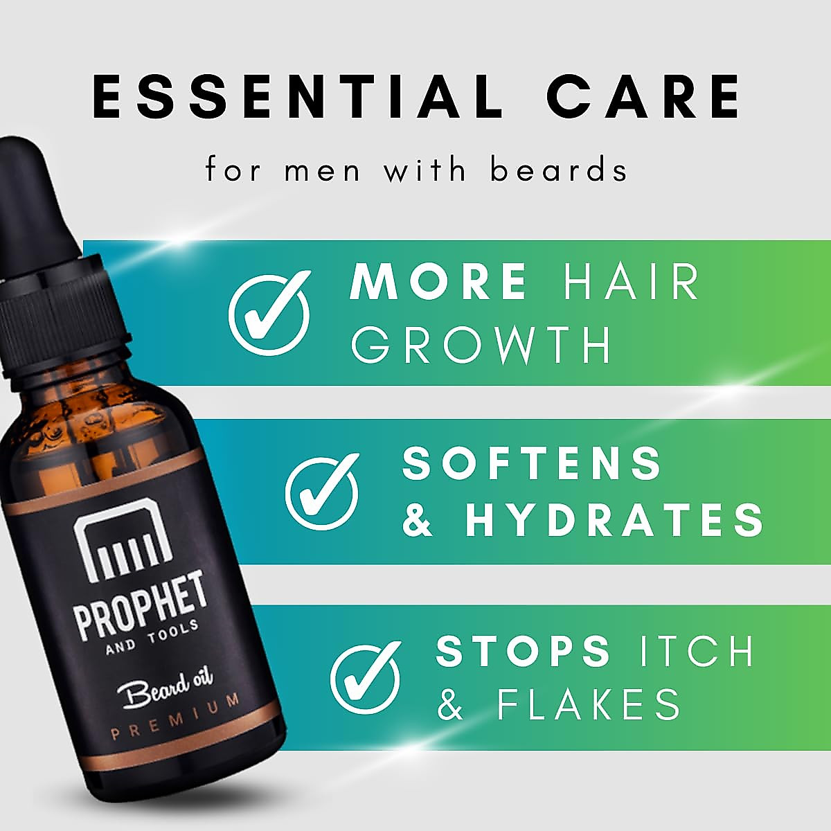 Prophet and Tools Premium Unscented Beard Oil & Comb Set - Thickens and Softens Beard, Relieves Itch & Dry Skin, 100% Natural, Fast-Absorbing Formula - Perfect for Beard Growth & Grooming - 1 oz