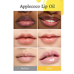 NOONI Vegan Appleseed Lip Oil - Applecoco | Long-Lasting, Moisturizing, Plumping, Revitalizing for Dry Lips, Waterproof, No Peel Off, Korean Tint, Valentine Day Gifts, 0.12 FL Oz