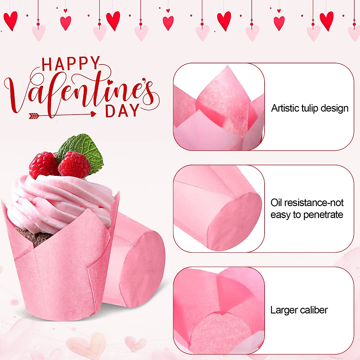 200 Pcs Tulip Cupcake Liners Muffin Baking Cupcake Liners Baking Cups Holders Heat Resistant Muffin Liners Wrappers for Wedding Party Birthday Baby Shower Party (Vivid Color)