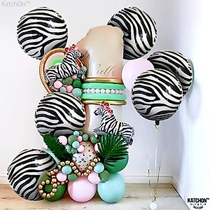 Large 22 Inch Zebra Balloons - Pack of 6 | Zebra Print Balloons for Black and White Party Decorations | Animal Print Balloons for Zebra Birthday Decorations | Zebra Balloon for Zebra Party Decorations