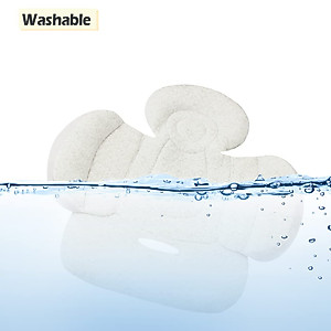 KAKIBLIN Baby Stroller Cushion, Soft Baby Stroller Liner Pram Head and Body Support Cushion Washable Baby Stroller Padding Head Support Pillow for Newborn, Gray