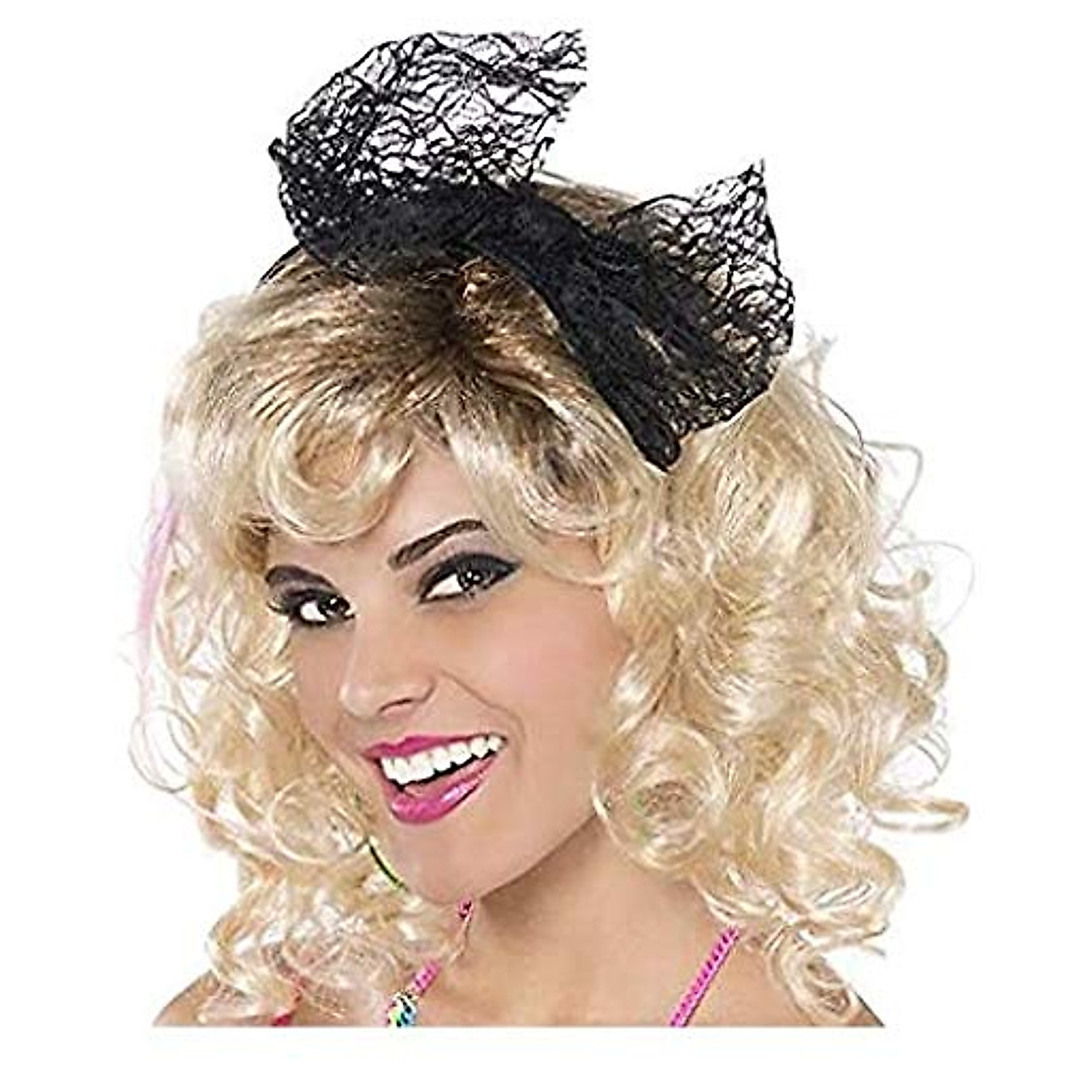 Black Lace Headband with Bow (1 Pc), Accessory for Cosplay, Themed Parties & More