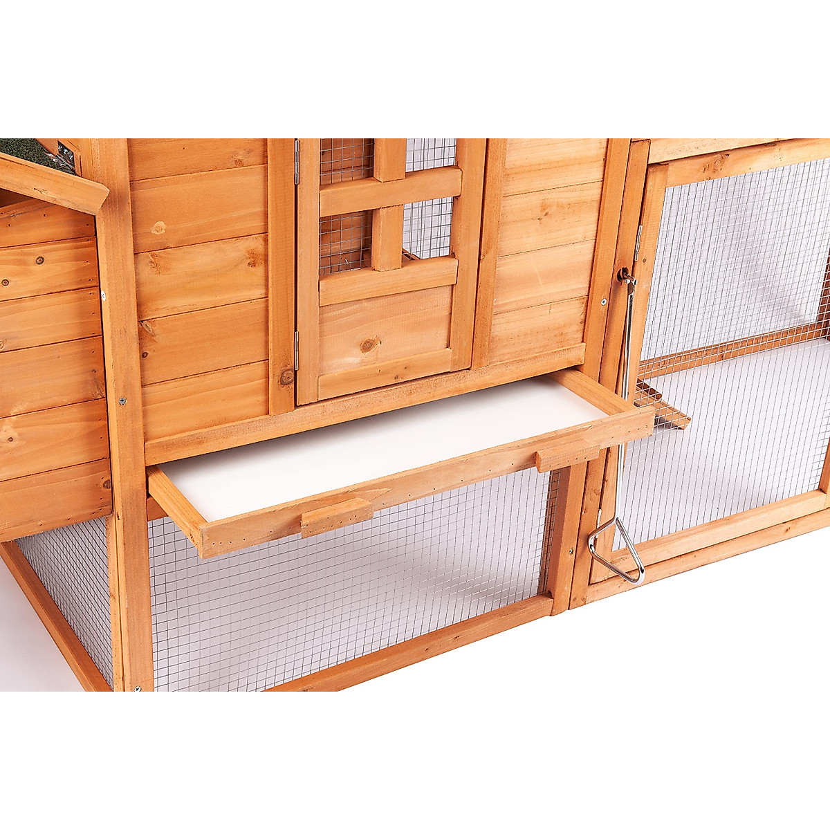 Chicken Coop Outdoor Wooden Rabbit Hutch Poultry House with Chicken Run Cage, Egg Box & Waterproof Roof (80")