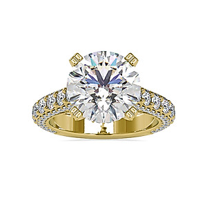 Certified Solitaire Engagement Ring in 14k White/Yellow/Rose Gold Studded with 1.95 Ct IJ-SI Side Natural & 2Ct to 5Ct Center Round Moissanite Diamond in 4 Dual Prong Holder for Women on Anniversary