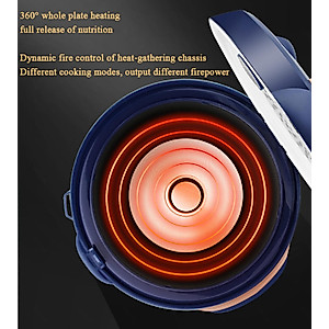 Rice Cooker with Steamer Insert, Blue, Slow Cooker with Keep Warm Function, Steamer, Rice Cooker,Blue-5L