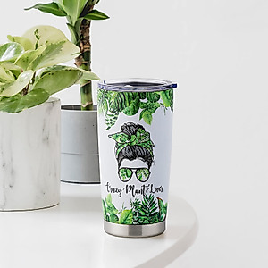 Delsakhula Plant Lady Gifts for Plant Lovers Women Travel Tumbler and Plants Lover Coffee Cup Gardening Gifts for Insulated Stainless Steel Travel Tumbler With Lid 20 OZ