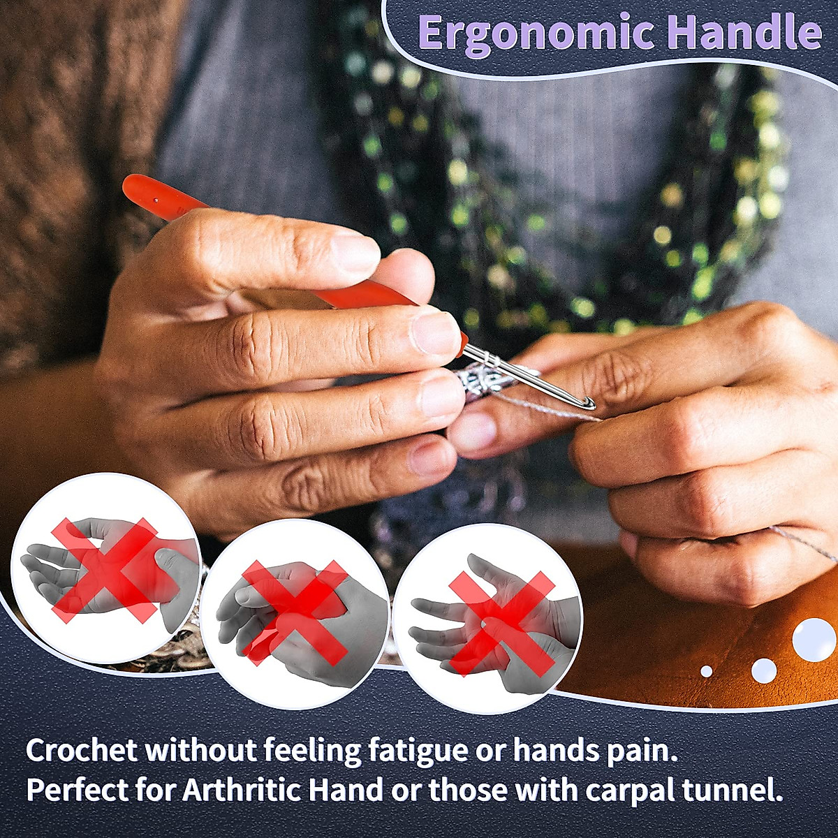 Crochet Hooks 43 Pcs,Drawdart 17 Sizes Ergonomic Crochet Hook Set with Case and Crochet Accessories,Extra Long Crochet Needles for Arthritic Hands,Crochet Kits Suitable for Knitter Enthusiasts