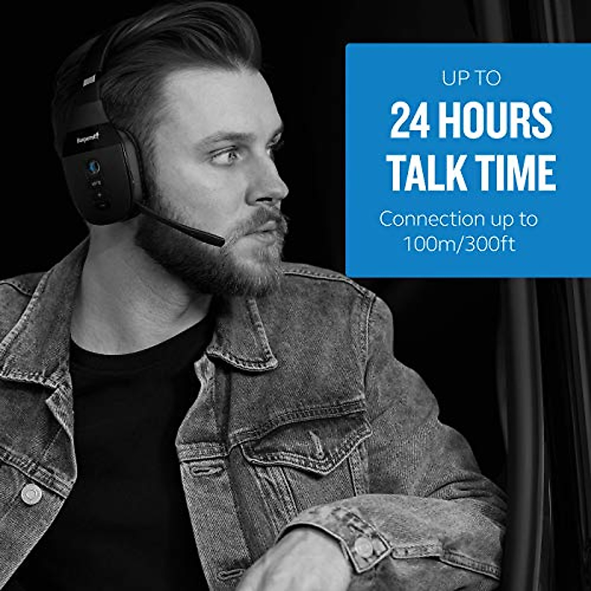 BlueParrott S450-XT Voice-Controlled Bluetooth Headset – Industry Leading Sound with Long Wireless Range, Extreme Comfort and Up to 24 Hours of Talk Time , Black , Stereo