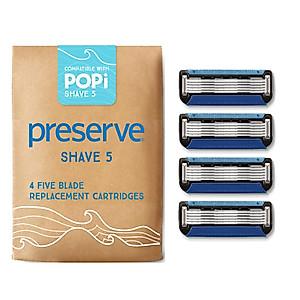 Preserve POPi Shave 5 Replacement Cartridges for Preserve POPi Shave 5 Razor (4 Count (Pack of 1))