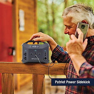 4Patriots Patriot Power Sidekick Solar Generator, 300wH Portable Power Station with 40 Watt Solar Panel, AC Fast Charging in 5 Hours, Dual 110V AC Outlets, Only 8 Lbs, Perfect for Camping Accessories