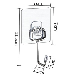 DASITON Large Adhesive Hooks 22Ib(Max) Adhesive Coat Hook Utility Hooks Towel and Coats Hooks, for Home Kitchen Bedroom Bathroom Office (8Pack)