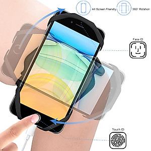 Bidook Armband Case Running Phone Holder 360° Rotatable Hiking Rowing Mountaineering Biking Phone Arm Band for iPhone 14 13 12 11 Pro Max Mini SE Xs XR X 8 7 Plus Samsung LG Google Pixel Motorola