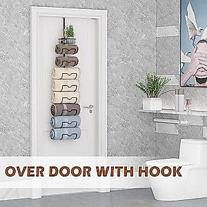 X-cosrack 9-Tier Over The Door Towel Racks for Bathroom - Wall Mounted Metal Towel Holder-Rolled Towel Organizer Door Hanging Towel Storage-Matte Black