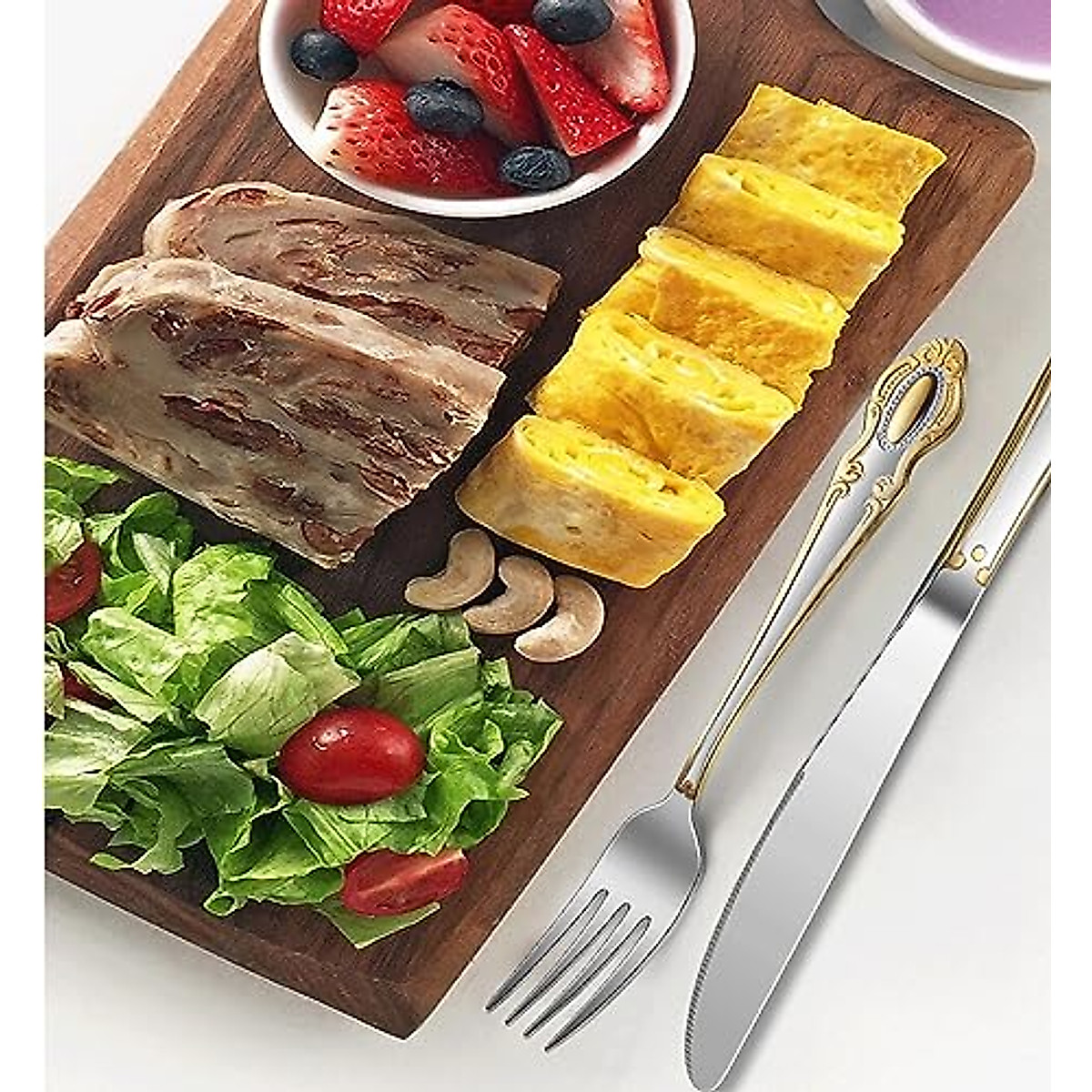 Silverware Set Cutlery Utensil Flatware Food-Grade Stainless Steel Luxury Relief Plating Retro Golden Handle Home Restaurant Small Business,Mirror Finish Tableware 24 Piece Service for 6