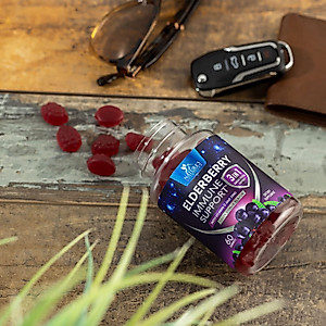 Sambucus Elderberry Immune Gummies, Daily Immune Support with Vitamin C, Vitamin D3, Zinc, Immune Support Gummy Vitamin Supplement, Black Elderberry for Adults, Kid, Gluten Free Non-GMO - 60 Gummies