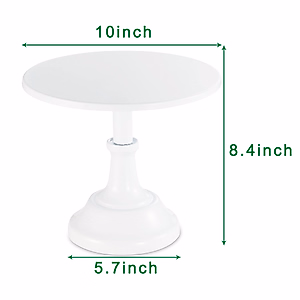 Distlety White Cake Stand 10 inch Round - Cupcake Stand - Metal Cake Holder Stand for Wedding Reception Birthday Party Graduation Ceremonies Family Gatherings and Other Events