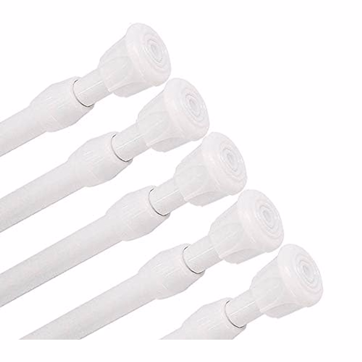 Goodtou 5 Pack Spring Tension Rods for Windows 28 to 48 Inch Adjustable White Tension Curtain Rods No Drilling Small Spring Loaded Curtain Rods for Closet Cupboard Bar