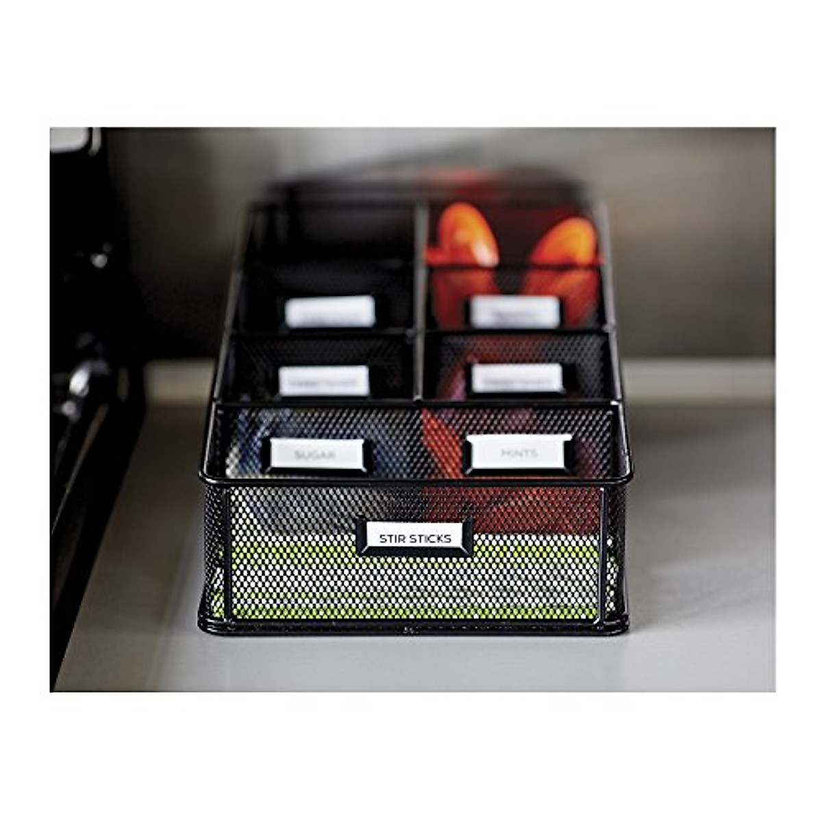 Safco Products 3293BL Onyx Mesh Break Room Supplies Organizer, Black