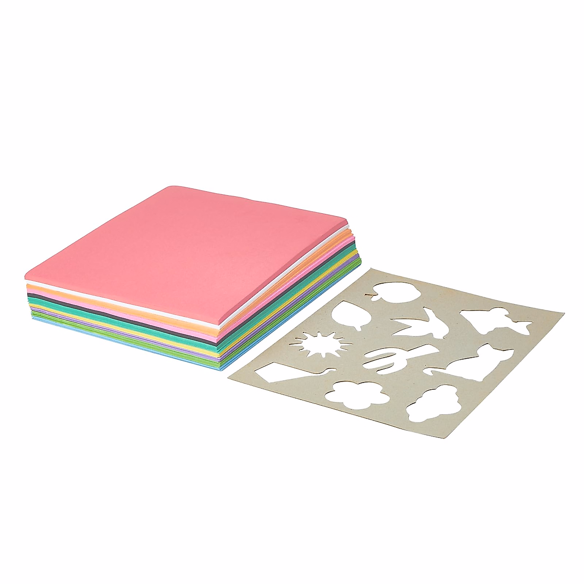 Colorations Lightweight Construction Paper, Value Pack, 10 Colors, 300 Sheets with Bonus Stencil, Everyday Use, Classroom Supplies, Daycare Supplies, Pre-School, at Home use