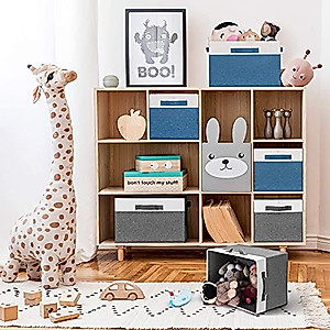 GhvyenntteS Storage Bins [3-Pack] Large Foldable Storage Baskets for Shelves, Sturdy Fabric Cube Storage Boxes with 3 Handles for Closet Nursery Cabinet Living Room (Grey, 15" x 11" x 9.6")