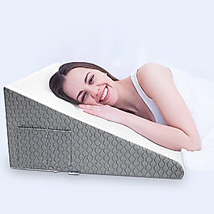 Forias Wedge Pillows 12" Bed Wedge Pillow for Sleeping Acid Reflux After Surgery Triangle Pillow Wedge for Sleeping Gerd Snoring, Air Layer Wedge Cover|Memory Foam Top