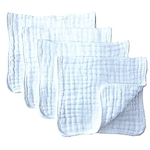 Synrroe Muslin Burp Cloths 4 Pack Large 20" by 10" 100% Cotton 6 Layers Extra Absorbent and Soft