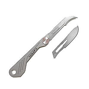 TACRAY Titanium Utility Mini Folding Knife With Replaceable Blades, Super Lightweight Pocket Knife For EDC, Comes With 2pc Extra Blades For Replacement