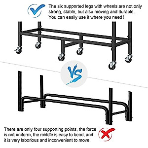 YBING 2.6ft Outdoor Indoor Firewood Storage Rack with Wheels, Assembled Metal Tubular Log Stacker Holder for Patio Fireplace Wood Pile Lumber Storage Stand Cart, Matte Black