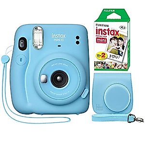 Fujifilm Instax Mini 11 Instant Camera Sky Blue + Minimate Custom Case + Fuji Instax Film 20 Sheets Twin Pack