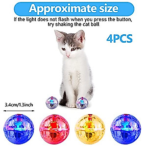 4 Pieces Ghost Hunting Cat Ball Motion Light Up Cat Balls LED Motion Activated Cat Ball Motion Light Up Cat Dog Interactive Toys Pet Glowing Mini Running Exercise Ball Toys for Animals Activity