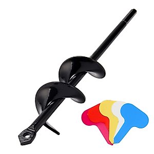 KRAVELDS Triangle Tip Auger Drill Bit for Planting 1.6x9 inch Bulb Auger for Cordless Drill Garden Auger Spiral Drill Bit for Most 3/8" Hex Drive Drill
