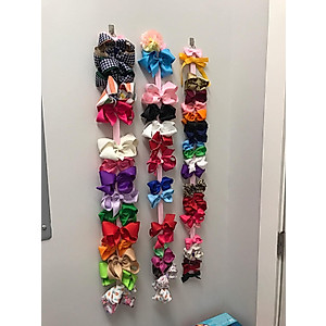 DEEKA 6 PCS 40" Long Bow Holders for Girls Clip Hair Bows Organizer - Pink