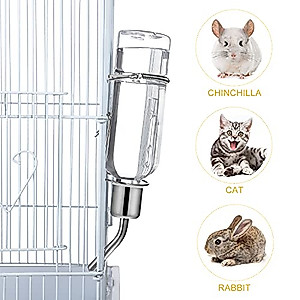 TEHAUX Parrot Water Feeder Pet Hanging Water Feeding Bottle No Drip Dispenser Pet Supplies with Stainless Steel Ball Nipple for Rabbits Guinea Pigs Hamsters Chinchillas 2pcs