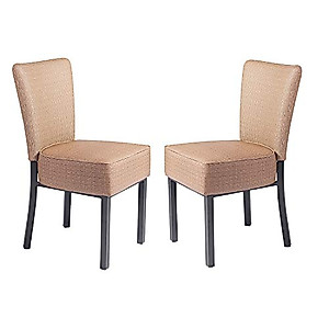 KARMAS PRODUCT Modern PU Leather Upholstered Chairs 19 Inch Padded Dining Chairs with Steel Legs White (Brown)