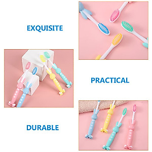 Healifty Kids Toothbrush Cartoon Bamboo Charcoal Soft Hair Silicone Cute Cleaning Teeth Brush Set Handle Children Teeth Cleaning Brushes for Boys and Girls 4pcs (4 Colors)