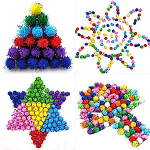 Colored Glitter Balls Pompom Furry Balls Christmas Pom Poms DIY Pompones Craft Supplies Handmade Decoration Materials