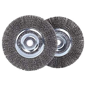 6 inch Wire Wheel for Bench Grinder,Coarse Crimped Wire 0.012-Inch with 1/2'' and 5/8'' Arbor Hole,2PCS