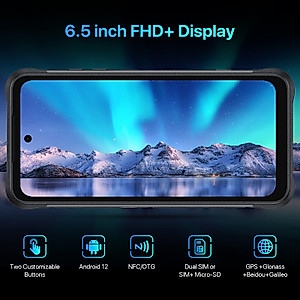 UMIDIGI Bison 2 Rugged Smartphones Unlocked,6GB+128GB Android 12 IP68/IP69K Waterproof Shockproof Phone 6150mAh Battery with 6.5" Large Full Screen Smartphone 48MP Main Camera 4G Cell Phone - Black